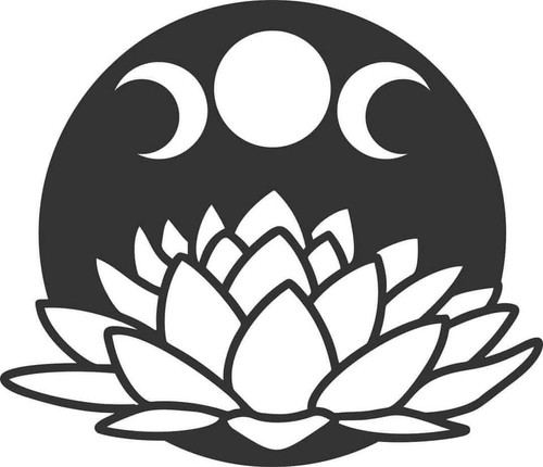 Pagan Wiccan Triple Moon Lotus Decal Sticker | ANYStickerUWant.com