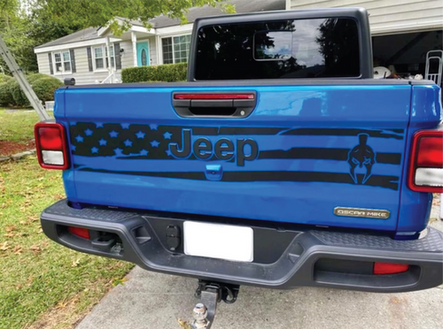 Jeep Gladiator Spartan Waving American Flag Tailgate Decal Sticker 75 ...