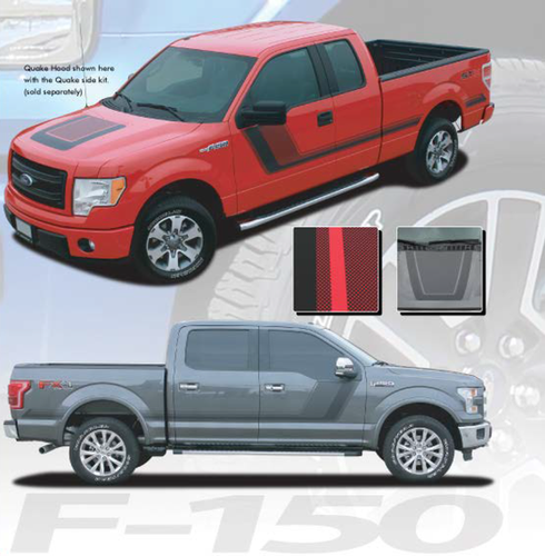 Ford F-150 QUAKE Hood and Full Side Hockey Stripes Vinyl Decal Sticker ...