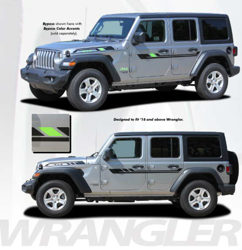 Jeep Wrangler BYPASS 2 Side Stripes Vinyl Decal Stickers ...