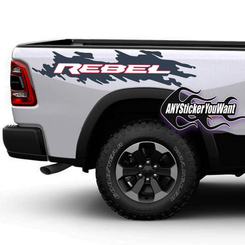 Dodge Rebel 2 Color Rear Fender Splash Decal Sticker | ANYStickerUWant.com