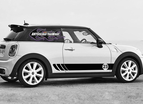 Mini Cooper #23 Racing Rocker Panel Stripe Decal Sticker 17 ...