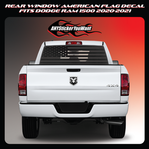 American Flag Rear Windshield Vinyl Decal Sticker Fits Dodge RAM 1500 ...