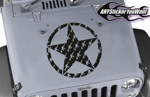 Jeep Gladiator Wrangler Guns on Guns Army Star Hood Stripe Decal ...