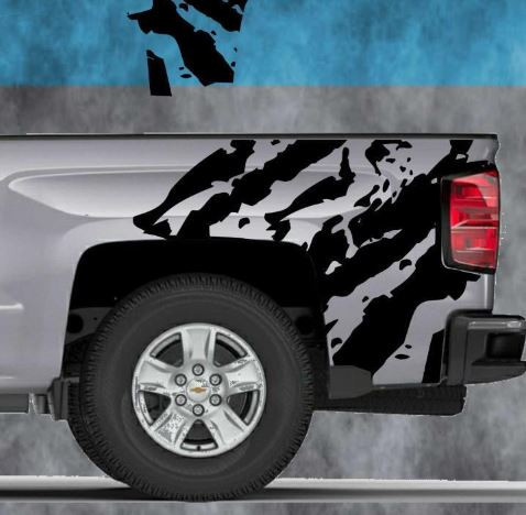 Chevrolet Chevy Silverado Distressed Truck Bed Splash Decal Sticker 63 ...