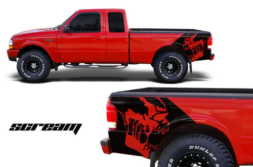 Ford Ranger Skull Torn Splash Truck Bed Decal Sticker 180 ...
