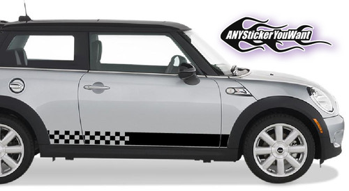 Mini Cooper Checkered Rocker Stripes Decal Sticker 5 | ANYStickerUWant.com