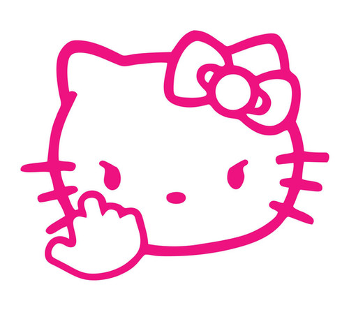 HELLO KITTY Head Fuck You Middle Finger Decal Sticker | ANYStickerUWant.com