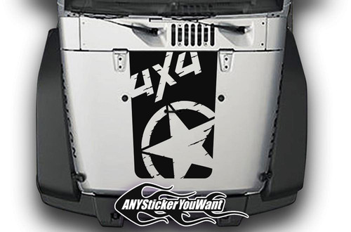 Jeep Wrangler 4x4 Willys Star Hood Sticker (will fit any vehicle ...