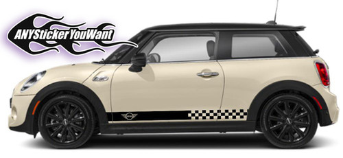 Mini Cooper Checkered Rocker Stripe Bar Decal Sticker | ANYStickerUWant.com