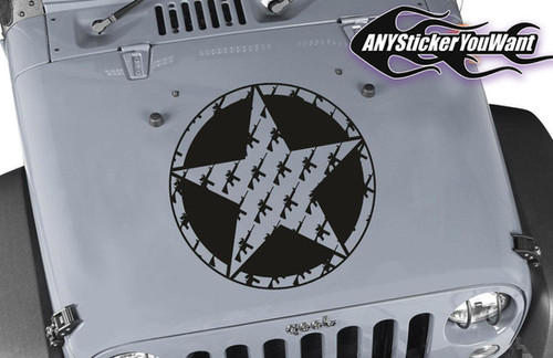 Jeep Gladiator Wrangler Guns on Guns Army Star Hood Stripe Decal ...