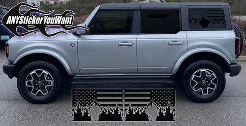 Ford Bronco Rear Third 3rd Window Mountain American Flag Decal Stickers ...