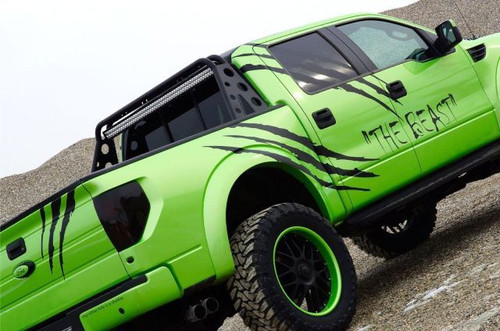 Ford Raptor The Beast Claw Ripping Decal Sticker 25 | ANYStickerUWant.com