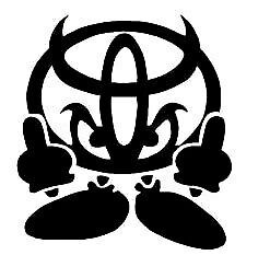 Toyota Devil Flipping Off Decal Sticker | ANYStickerUWant.com