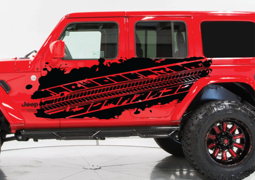 Jeep Wrangler Gladiator Full Side Muddy Tire Track Mud Splash Decal ...