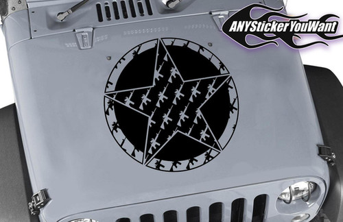 Jeep Army Star Gun Hood Vinyl Decal Sticker | ANYStickerUWant.com