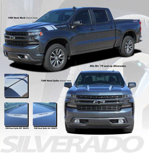 Chevy Chevrolet Silverado 1500 HASH MARK _ HOOD SPIKE Vinyl Decal ...