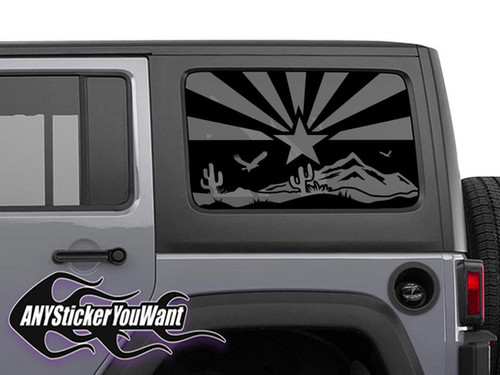 Jeep Wrangler Gladiator Arizona Flag Mountain Side Rear Window Decal 45 ...