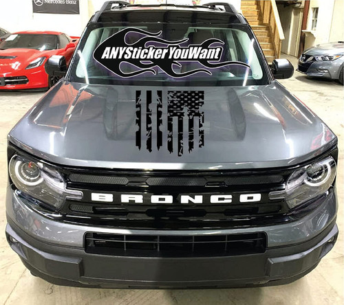 Ford Bronco Distressed American Flag Hood Decal Sticker 25 ...