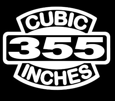 355 Cubic Inches Decal Sticker Emblem | ANYStickerUWant.com