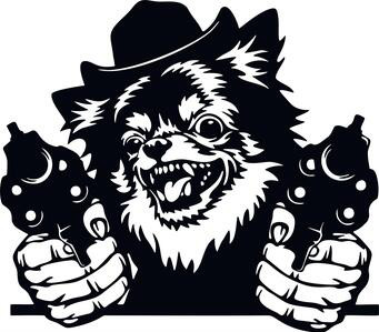 Angry Cowboy Chihuahua With Guns Decal Sticker 4 | ANYStickerUWant.com
