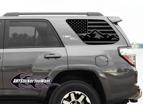 TRD Toyota 4Runner 3rd Window Mountain U.S. Flag Vinyl Decal Sticker ...