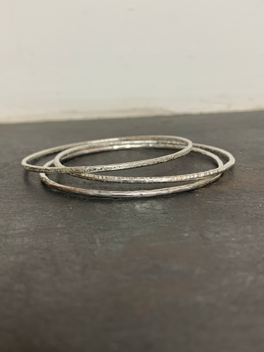 Bark textured silver bangle | Vanessa Miller Jewellery
