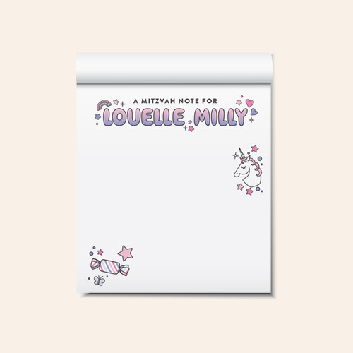 Unicorn Bubble Letter Mitzvah Notes | Letterlyshop