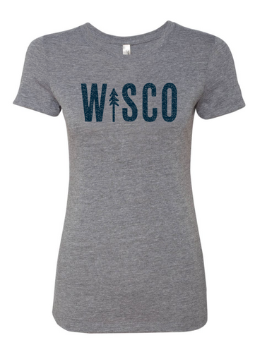 Women's Premium WISCO Gray/Blue T-shirt | Wisco Clothing Co
