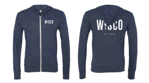 Wisco Unisex Eco Jersey Hoodie - NAVY + White logo | Wisco Clothing Co