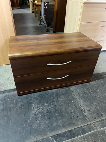 Modern low level dark wood veneer 2 drawer lounge unit | furniturerus