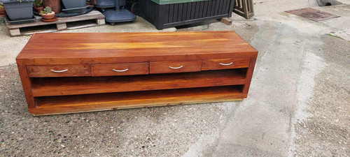 Large high quality 4 drawer and 2 shelf mango wood low level unit (180 ...