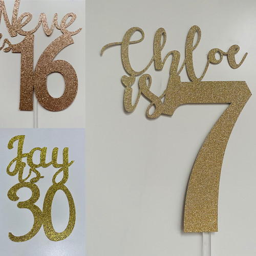 Personalised Glitter Age Cake Toppers | Paperherts