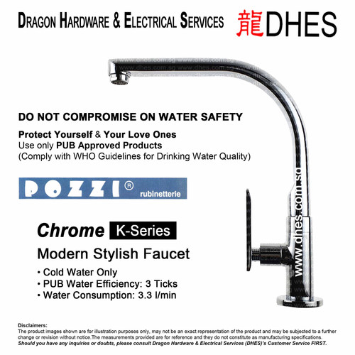 Pozzi K-Series 8620 Chrome Bold Modern Minimalist Kitchen Sink Faucet ...