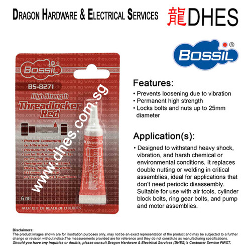 Bossil High Strength Threadlocker Red 8271 Made in Malaysia | Dragon ...
