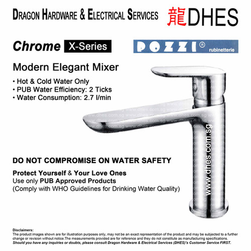 Pozzi X-Series 921 Chrome Bold Modern Elegant Design Bathroom Basin ...