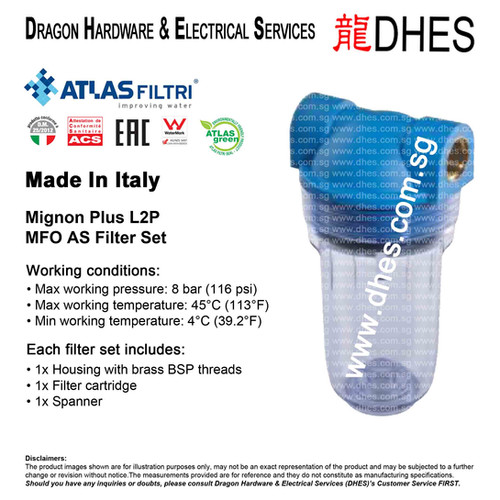 Atlas Filtri Mignon Plus Side Entry L2P MFO AS Housing And Cartridge ...