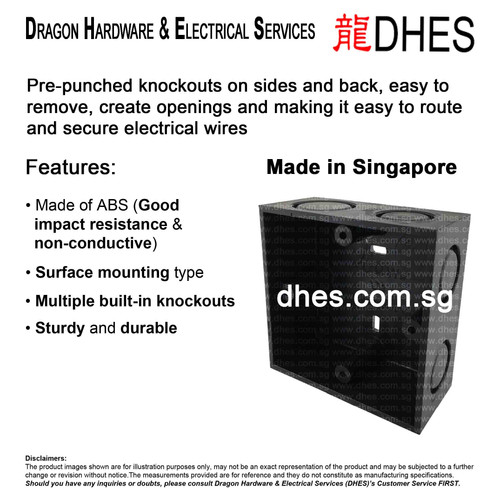 DHES 1 Gang ABS Black Knockout KO Surface Box Made in Singapore 2757 ...