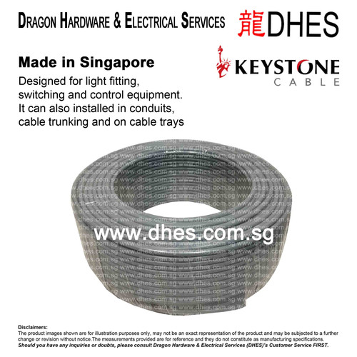Keystone 1 Core 1C 10.0mm2 x 7/1.35mm Grey PVC Insulated Wire Cable ...
