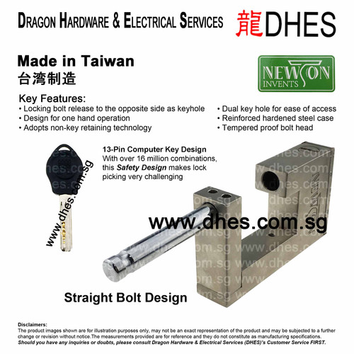 Newton Invents Straight Bolt High Security Non-Key Retaining Padlock ...