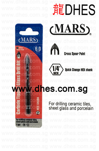 MARS Hex Double Cutter Glass Drill With Cross Spear Point | Dragon ...