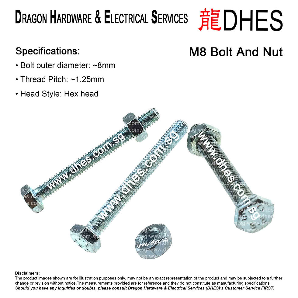 DHES M8 Hexagonal Head Phillips Bolt And Nut (without Unthreaded Shank ...