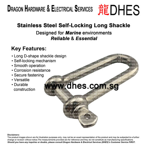 DHES Stainless Steel A2 SS304 Long D-Shape Shackle for Diving and ...