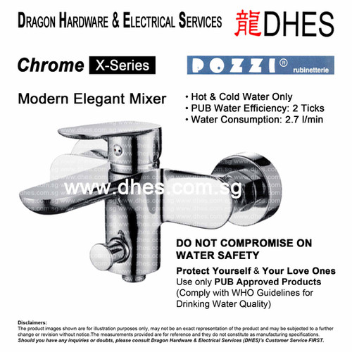 Pozzi X-Series 907 Chrome Bold Modern Elegant Shower Mixer | Dragon ...