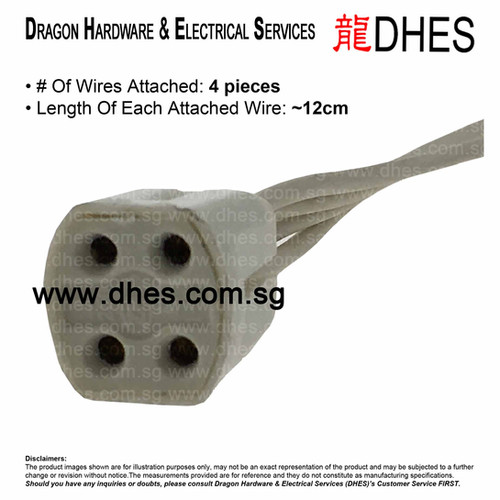 DHES Lamp Holder Rounded Square Wire Connector Socket GU10Q 4-Pin ...