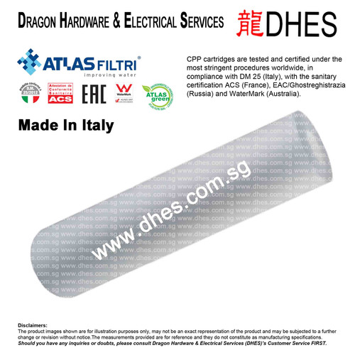 Atlas Filtri CPP 10 SX 10μm PP Melt Blown Smooth Filter Cartridge w DOE ...