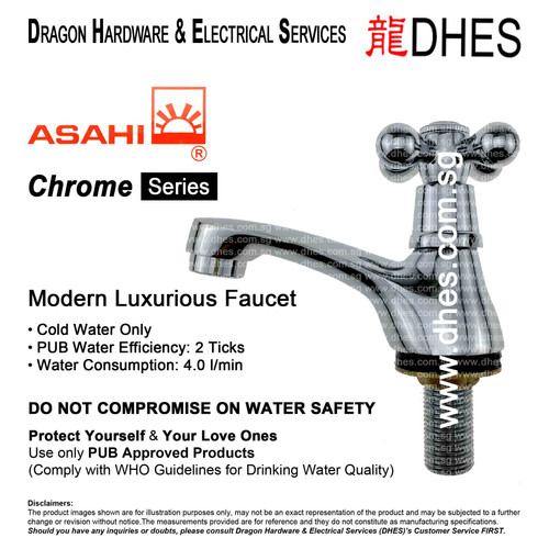 Asahi Chrome Bold Modern Elegant Design Single Cross Basin Tap 6804 ...