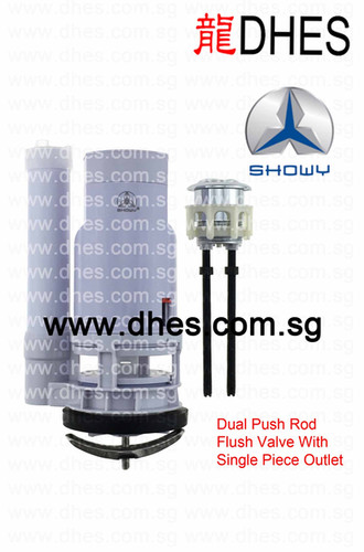 Showy Dual Push Rod Toilet Cistern Flush Valve Single Piece Outlet 2961 ...