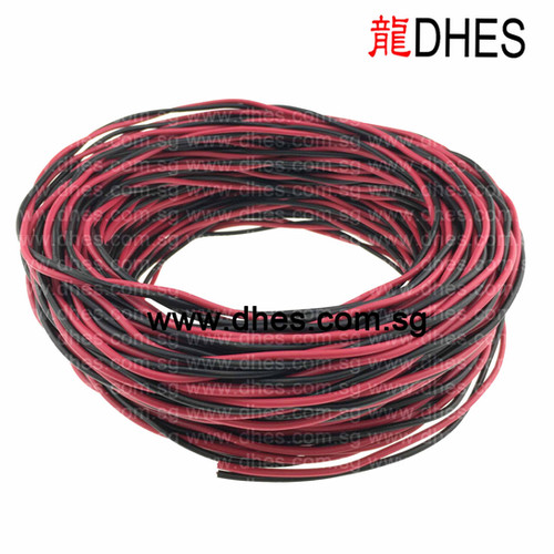DHES Black Red Circular 2 Core x 23/00076 Flexible PVC Electrical Wire ...