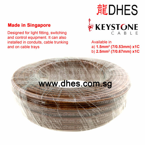 Keystone 1 Core 2.5mm2 x 7/0.67mm Brown PVC Insulated Wire Cable ...